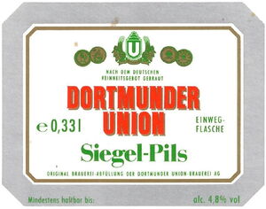 Drink Label: Dortmunder Union Siegel-Pils (Dortmunder Union-Brauerei AG ...