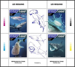 Stamp: Sharks (Chad(Sharks (2022)) Yt:TD 4368-4371
