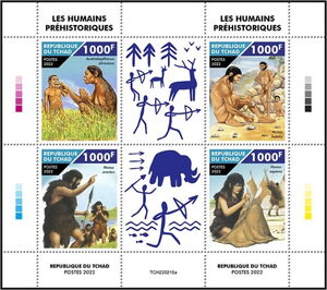 Stamp: Prehistoric Humans (Chad(Prehistoric Humans (2022)) Col:TD 2022-215a