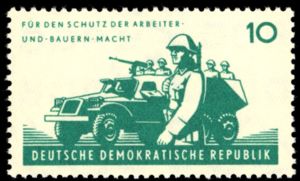 Stamp: Soldier, armored carrier of the land forces (Germany, Democratic ...