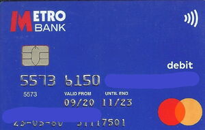 Bank Card: Metro Bank MasterCard Debit 8 (Metro Bank, United Kingdom of ...