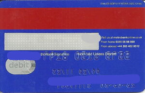 Bank Card: Metro Bank MasterCard Debit 8 (Metro Bank, United Kingdom of ...
