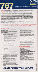 Safety Card: 767 (American Airlines, United States of AmericaCol:AAL-US ...