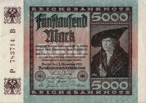 Banknote: 5,000 Mark (Germany(1922 4th Issue - Reichsbanknote, Republic ...