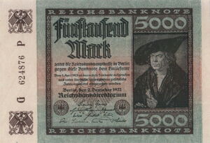 Banknote: 5,000 Mark (Germany(1922 4th Issue - Reichsbanknote, Republic ...
