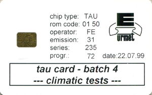 Phonecard: Tau Card Batch 4 Climatic Tests (Test, Proof, Sample & Demo ...