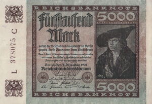 Banknote: 5,000 Mark (Germany(1922 4th Issue - Reichsbanknote, Republic ...