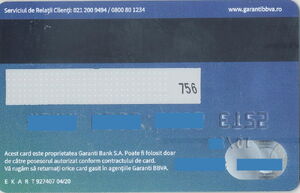 Bank Card: + Bonus (Garanti BBVA, RomaniaCol:RO-MC-0416
