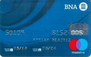 Bank Card: BNA Maestro (Banco de la Nación Argentina, ArgentinaCol:AR ...