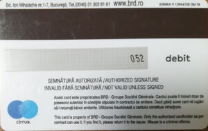 Bank Card: BRD (Brd Groupe Societe Generale, RomaniaCol:RO-MS-0056
