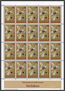 Stamp: Bee Orchid (Ophrys apifera) (Liechtenstein(Orchids) Col:LI 2004. ...