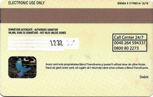 Bank Card: BT new sigla (Banca Transilvania, RomaniaCol:RO-VI-0182.05