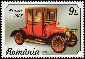 Stamp: Brasier, 1908 (Romania(The History of the Automobile) Mi:RO 8142 ...