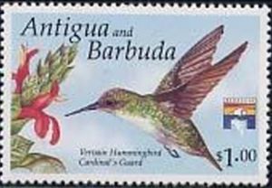 Stamp: Vervain Hummingbird (Mellisuga minima) (Antigua and Barbuda ...