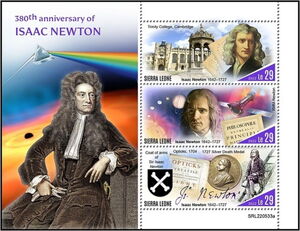 Stamp: 380th Anniversary of the Birth of Isaac Newton (Sierra Leone ...