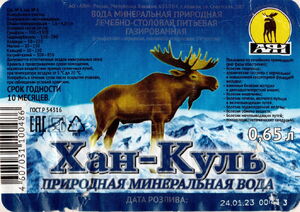Drink Label: Khan-Kul natural mineral water (AO "AYAN", RussiaCol:RU ...