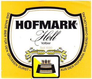 Drink Label: Hofmark Hell (Hofmark Brauerei Cham, Germany, Federal ...