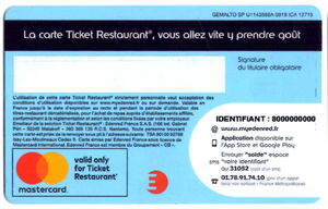 Bank Card: Ticket Restaurant - Watermelon (Edenred, FranceCol:FR-MC-0068