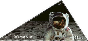Stamp: Buzz Aldrin on the Moon (Romania(50th Anniversary of the Moon ...