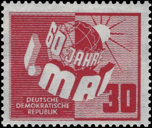 Stamp: 60 Years Holidays 1 May (Germany, Democratic Republic (DDR)Mi:DD ...