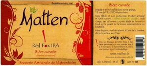 Drink Label: Matten Red Fox IPA (Brasserie Artisanale de Matzenheim ...