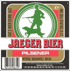 Drink Label: Jaeger Bier Pilsener (Wertha Brouwerij, NetherlandsCol:NL ...