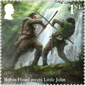 Stamp: Robin Hood Meets Little John (United Kingdom of Great Britain ...