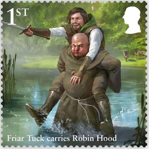 Stamp: Friar Tuck Carries Robin Hood (United Kingdom of Great Britain ...