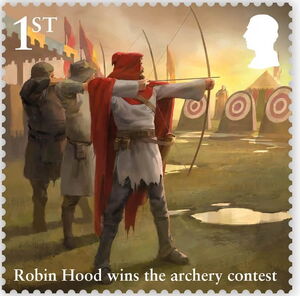 Stamp: Robin Hood Wins the Archery Contest (United Kingdom of Great ...