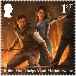 Stamp: Robin Hood Helps Maid Marian Escape (United Kingdom of Great ...