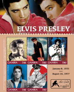 Stamp: Tribute to Elvis Presley (Gambia(45th Death Anniversary Tribute of Elvis Presley) Yt:GM ...