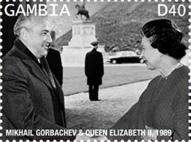 Stamp: Mikhail Gorbachev & Queen Elizabeth II (Gambia(In memoriam of Mikhail Gorbachev (2022 ...