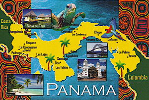 Tarjeta Postal: Map of Panama (Panamá(_ Panama (general)) Col:PA-000248