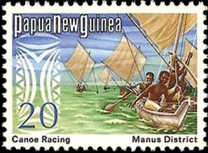 Stamp: Canoe racing, Manus (Papua New Guinea(Scenes from Papuan Life ...