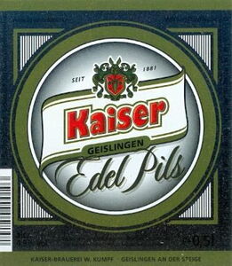 Drink Label: Kaiser Edel Pils (Kaiser-Brauerei Geislingen/Stiege W ...
