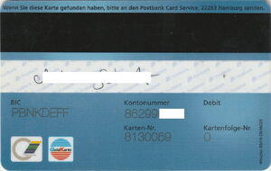 Bankkarte: Postbank (Postbank, Deutschland, BundesrepublikCol:DE-VP-0007.10