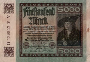 Banknote: 5,000 Mark (Germany(1922 4th Issue - Reichsbanknote, Republic ...