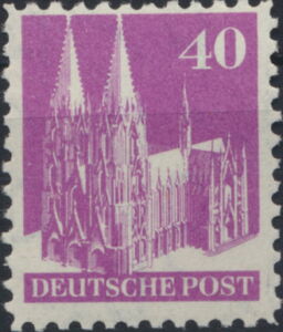 Stamp: Cologne Cathedral (Germany, American-British Occ. (Bizone ...