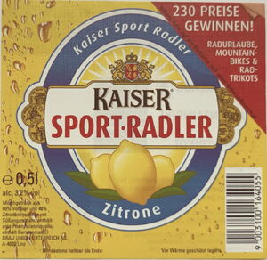 Štítok z nápoja: Kaiser Spport-Radler (Brau Union Österreich AG ...