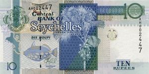 钞票: 10 Rupees / Roupi (塞舌尔群岛(2011-2013 Issue) Wor:P-42a 💴