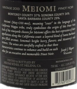 Drink Label: Meiomi Pinot Noir (Meiomi Wines, United States of ...