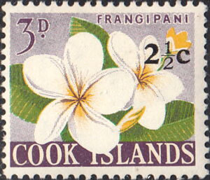 Stamp: Frangipani surcharged (Cook Islands(Island Scenes) Mi:CK 137I,Sn ...