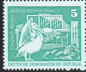 Briefmarke: Alfred Brehm House, Berlin Zoo (Deutschland (DDR)(Aufbau in ...