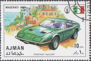 Stamp: Maserati Indy (Ajman(Sports Cars (I)) Mi:AJ 956A,Yt:AJ 130,Col ...