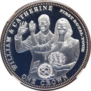 Moeda: 1 Crown (William & Catherine, First Royal Tour) (Ilha de Tristão ...