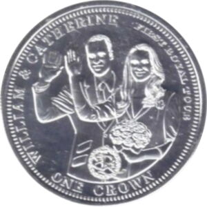Coin: 1 Crown (William & Catherine, First Royal Tour) (Tristan da Cunha ...