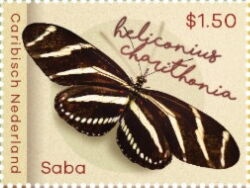 Stamp: Zebra Longwing (Heliconius charitonia) (Saba(Butterflies of Saba ...
