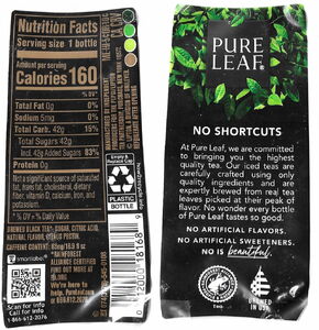 Drink Label: Raspberry Pure Leaf Real Brewed Tea (Pepsi/ Lipton Tea ...