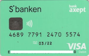 Bank Card: S banken (Skandia Banken, NorwayCol:NO-VI-0057