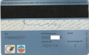 Bank Card: Postbank (Postbank, Germany, Federal RepublicCol:DE-VP-0007.11